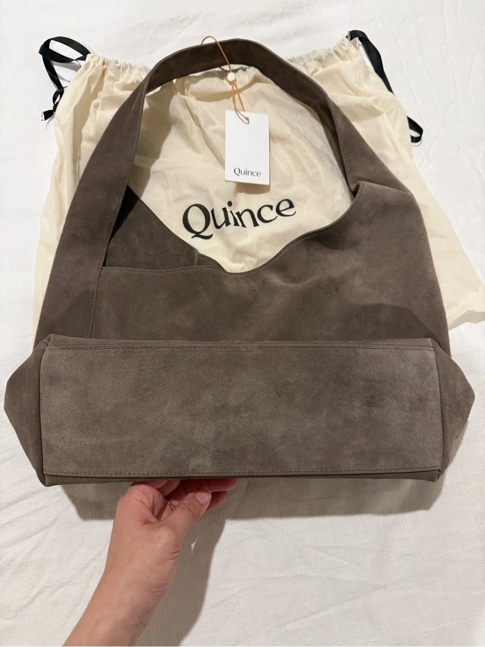 Quince | Bags | New Quince Italian Suede Slouchy Shoulder Bag Pebble 5 ...